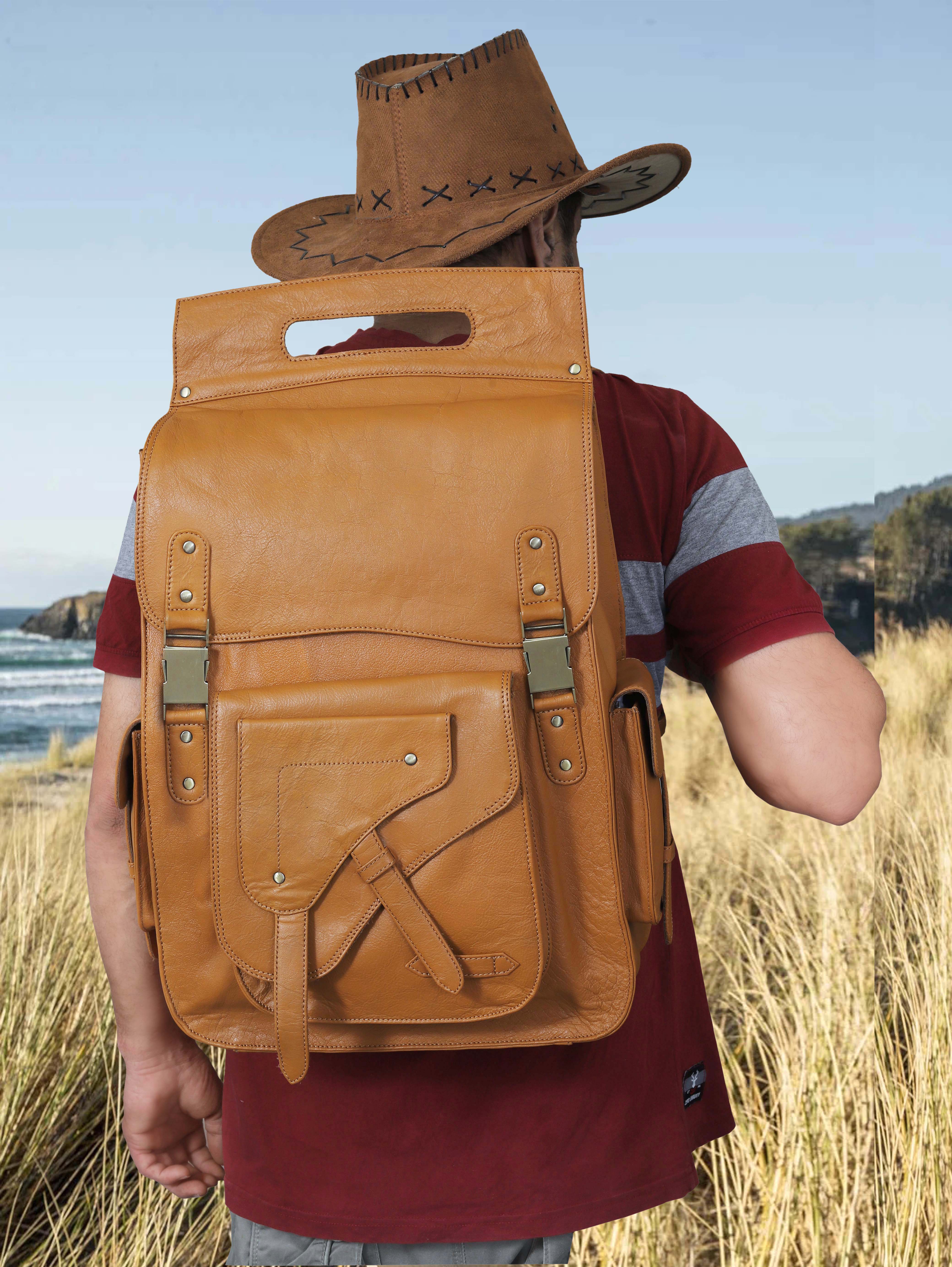 Premium Buffalo Leather Daypack| Leather Laptop Backpack | Saddle ...